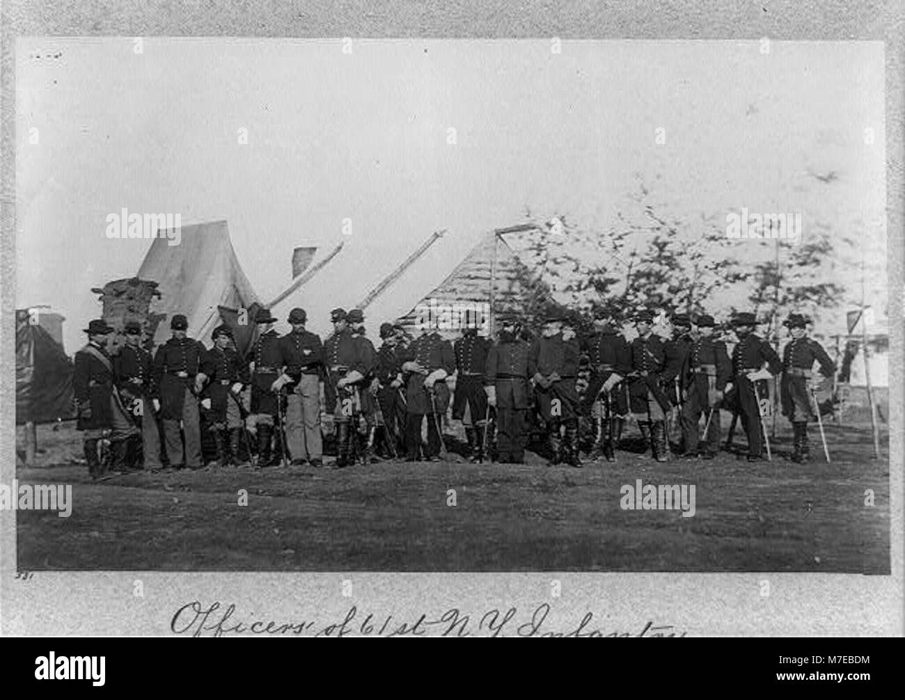 A photograph of the officers of the 61st New York Infantry, taken in ...