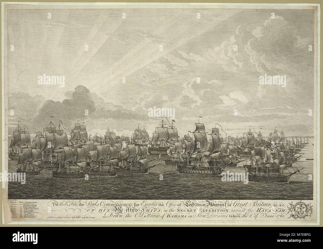 A historical illustration depicting His Majesty's ships during a secret ...