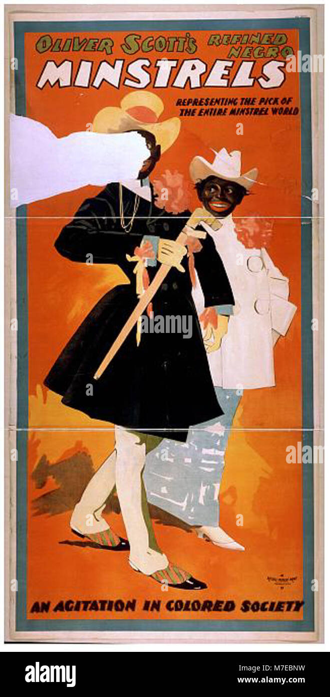 The image shows the cast of Oliver Scott's Refined Negro Minstrels, a ...