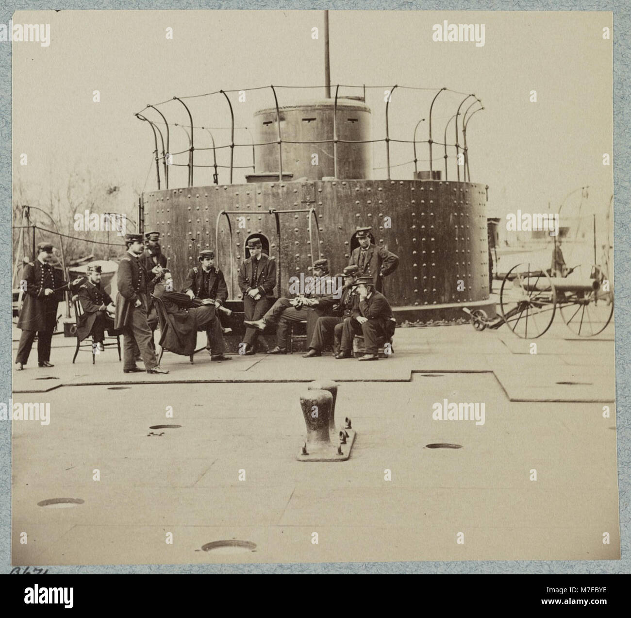 A photograph showing the deck of the monitor Lehigh, a Civil War-era ...