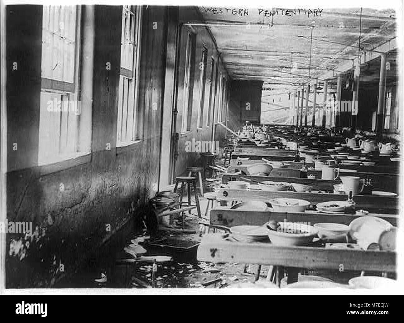 The image captures a scene from the Western Pennsylvania penitentiary ...