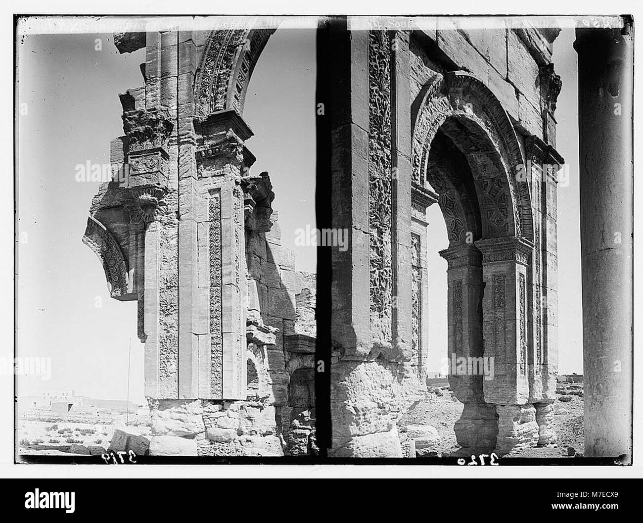 An image of the famous triple archway of Palmyra, Syria, showcasing the ...