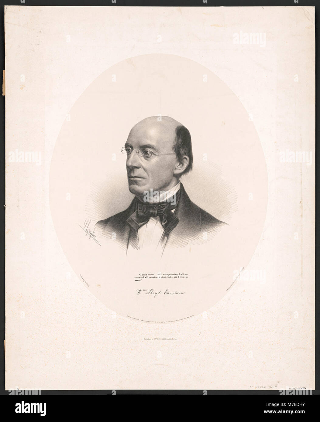 William Lloyd Garrison, depicted in a historical portrait, known for ...