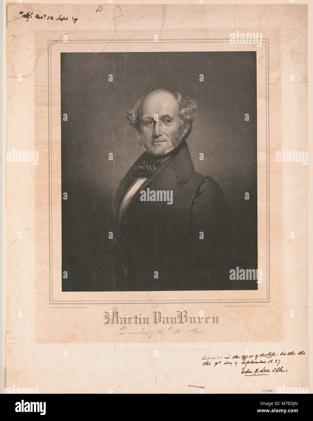 This lithograph depicts Martin Van Buren, the 8th President of the ...
