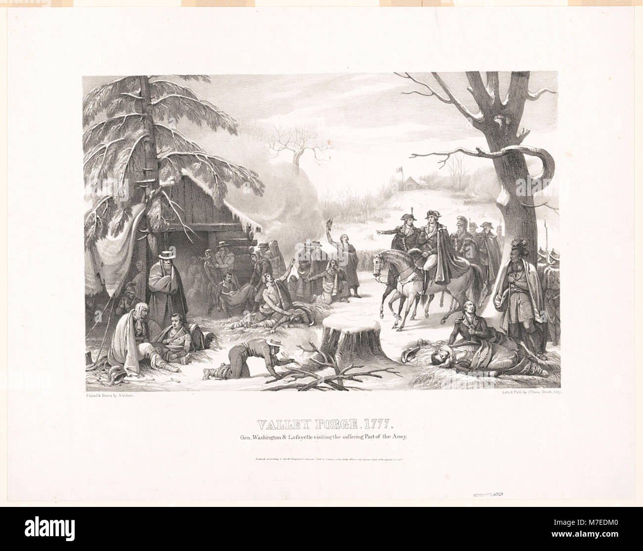 A painting and lithograph depicting General George Washington and ...