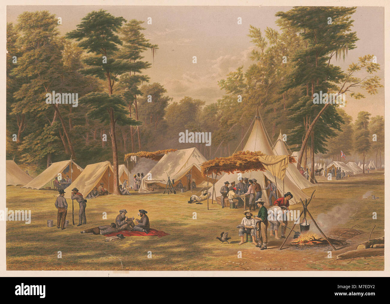 A photograph depicting a Confederate camp during the American Civil War ...