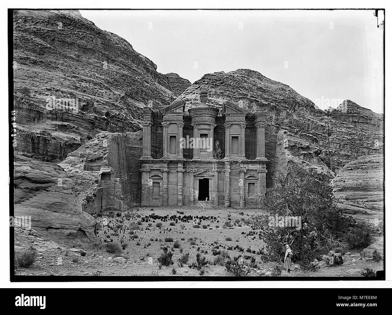 A close-up image of Ed Deir, one of the rock-cut monuments in Petra ...