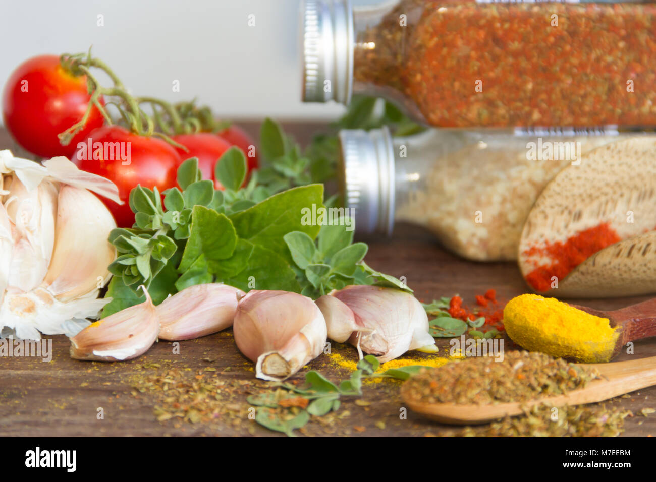 set of spices and fresh herbs Stock Photo - Alamy