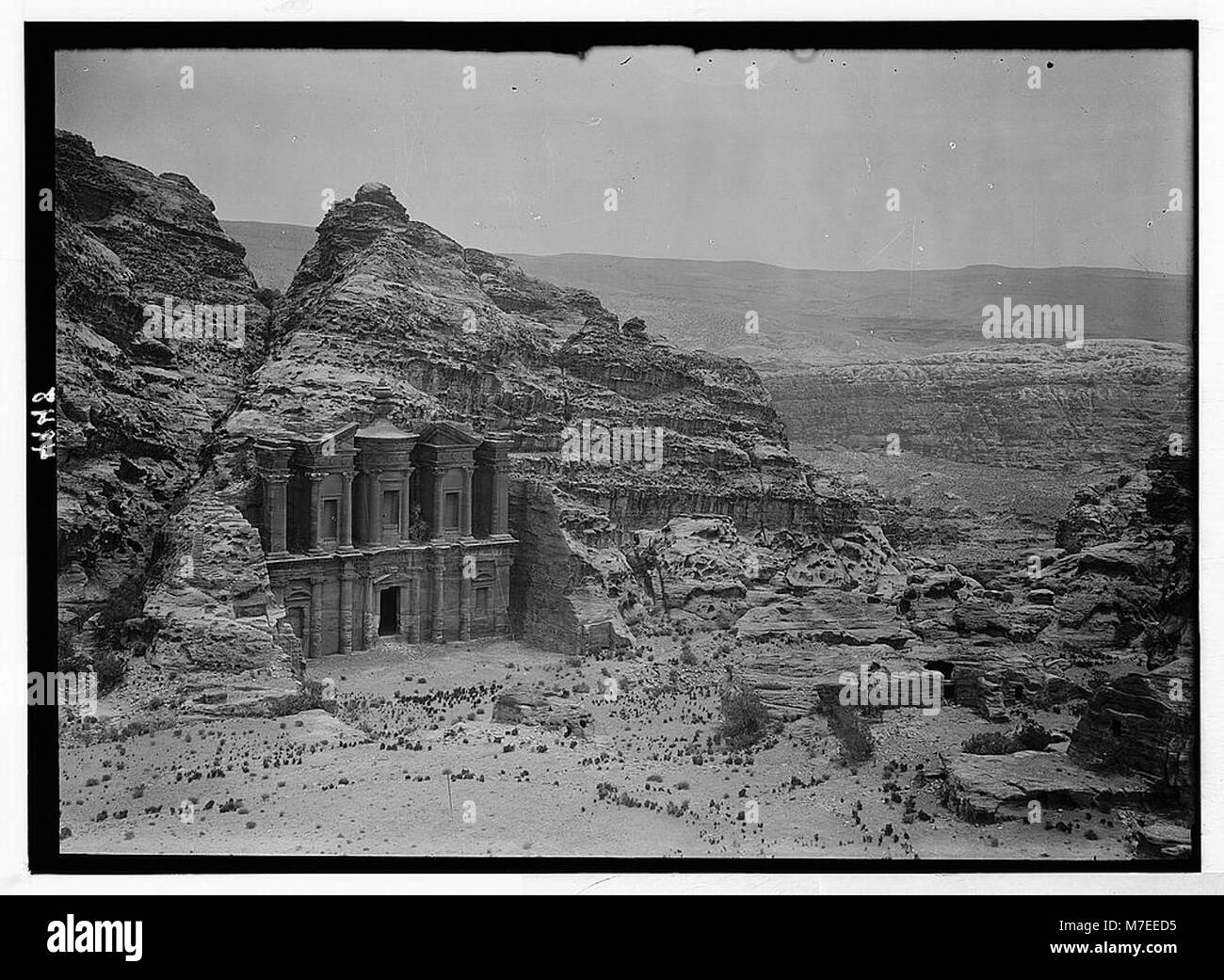 A close-up view of Petra's monumental structure, Ed-Der, carved into ...