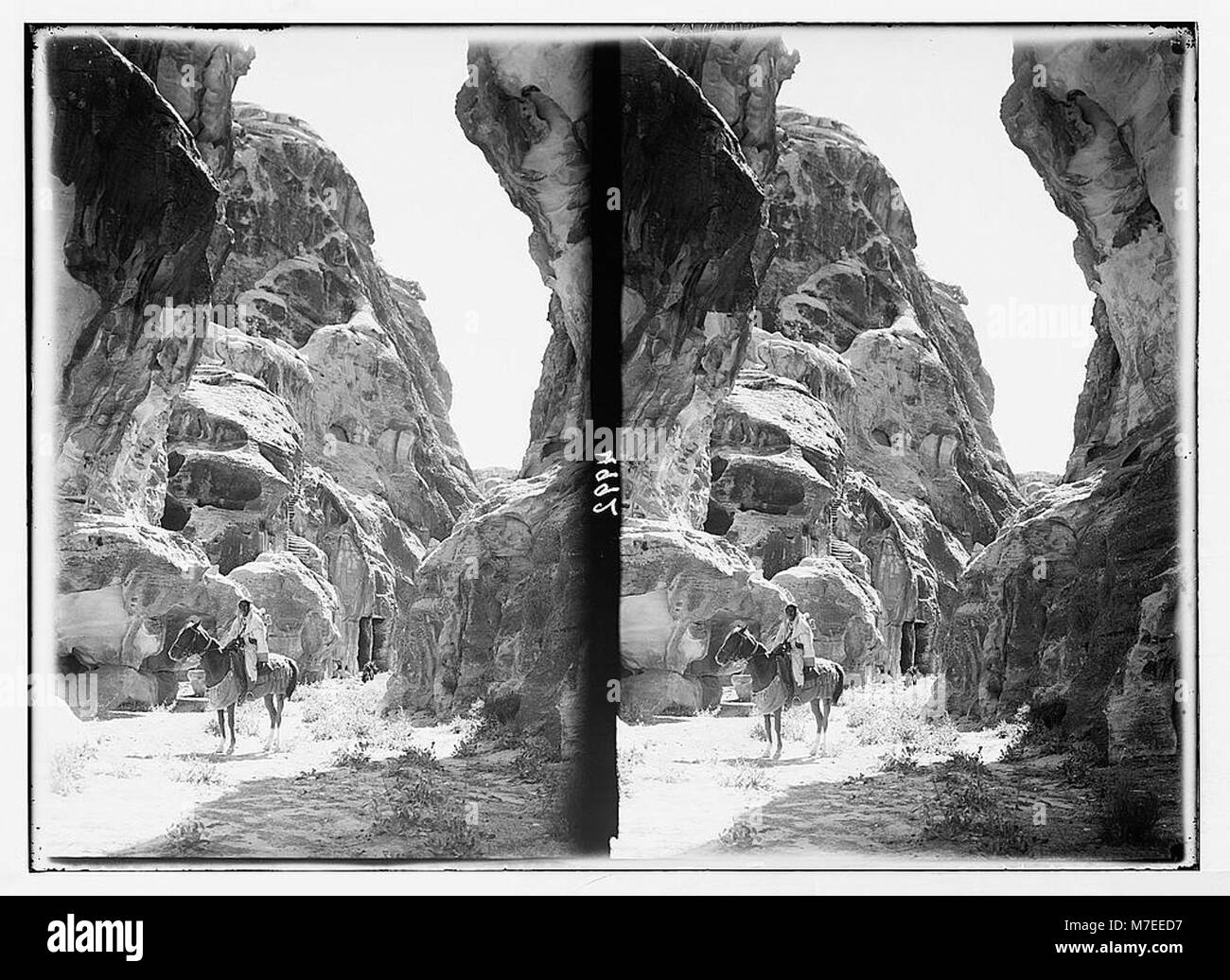 A picturesque view of Petra, located in Wadi Musa, showing the approach ...