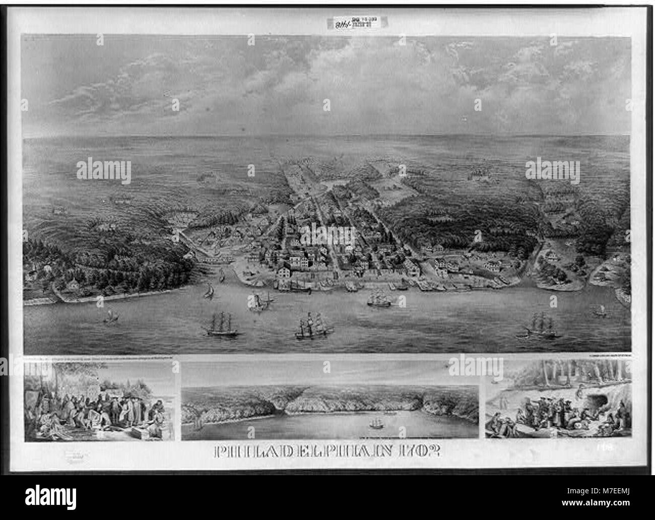 This image depicts Philadelphia in 1702, showcasing the early ...