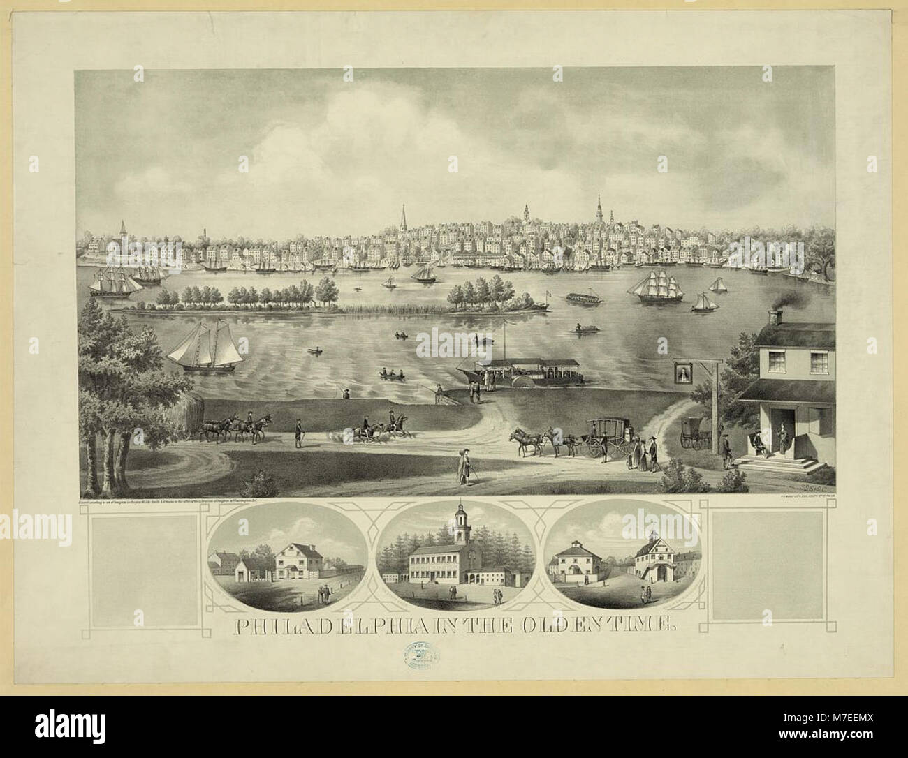 A historical image depicting Philadelphia in the past, capturing the ...