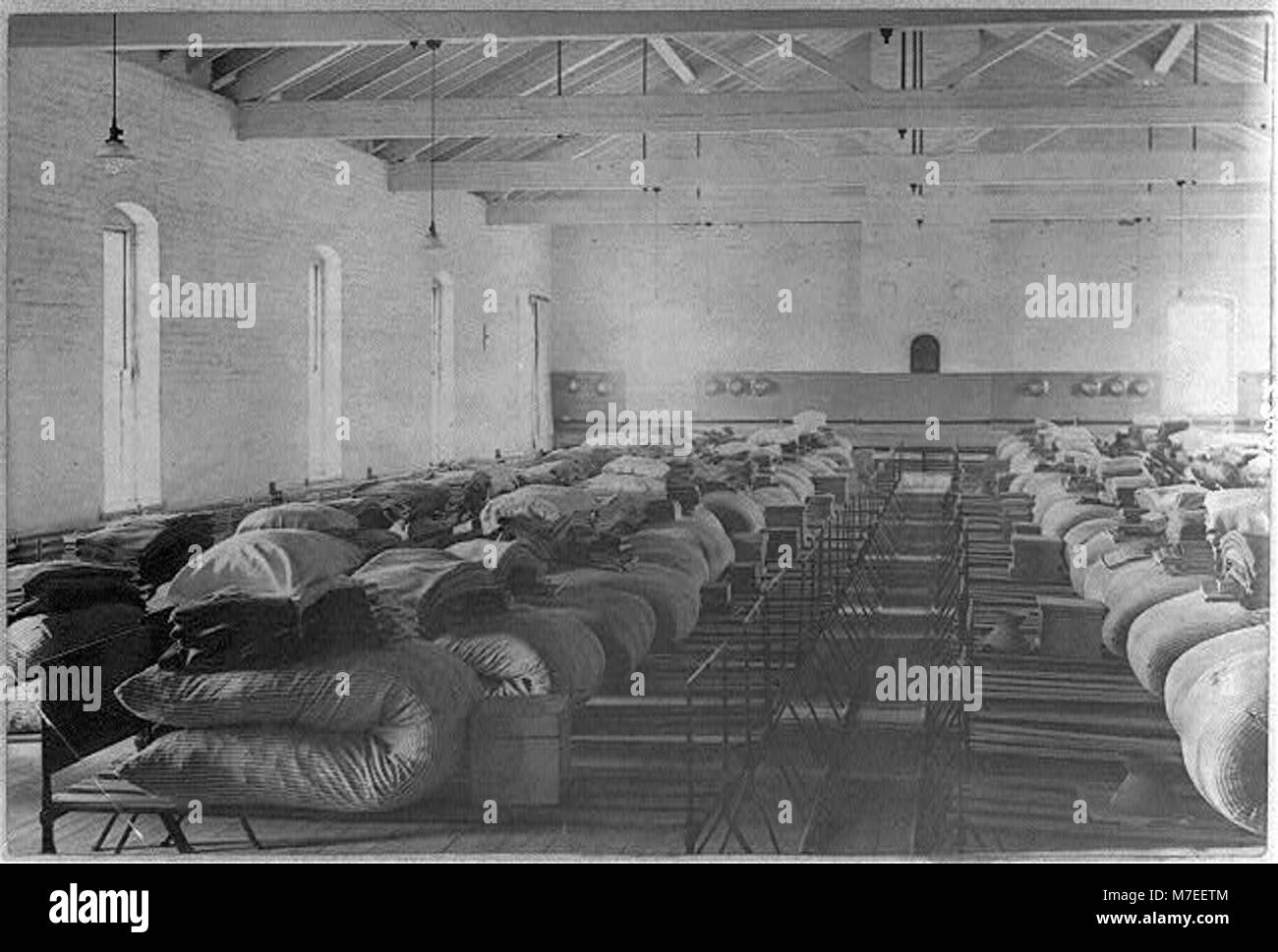 A photograph showing a prison dormitory in Leavenworth, Kansas ...