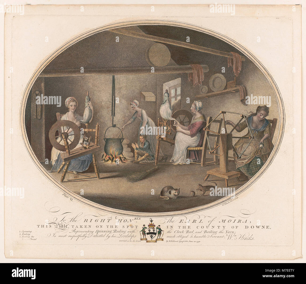 An engraving of a rural scene from County Down, depicting traditional ...