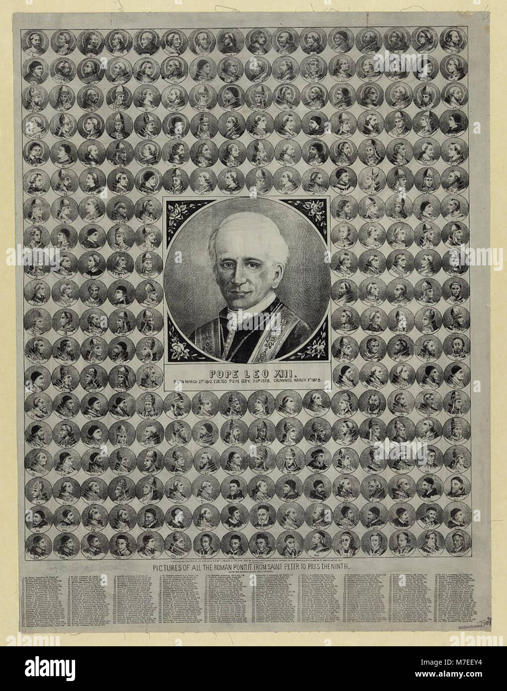 A series of portraits depicting all the Roman Popes from Saint Peter ...