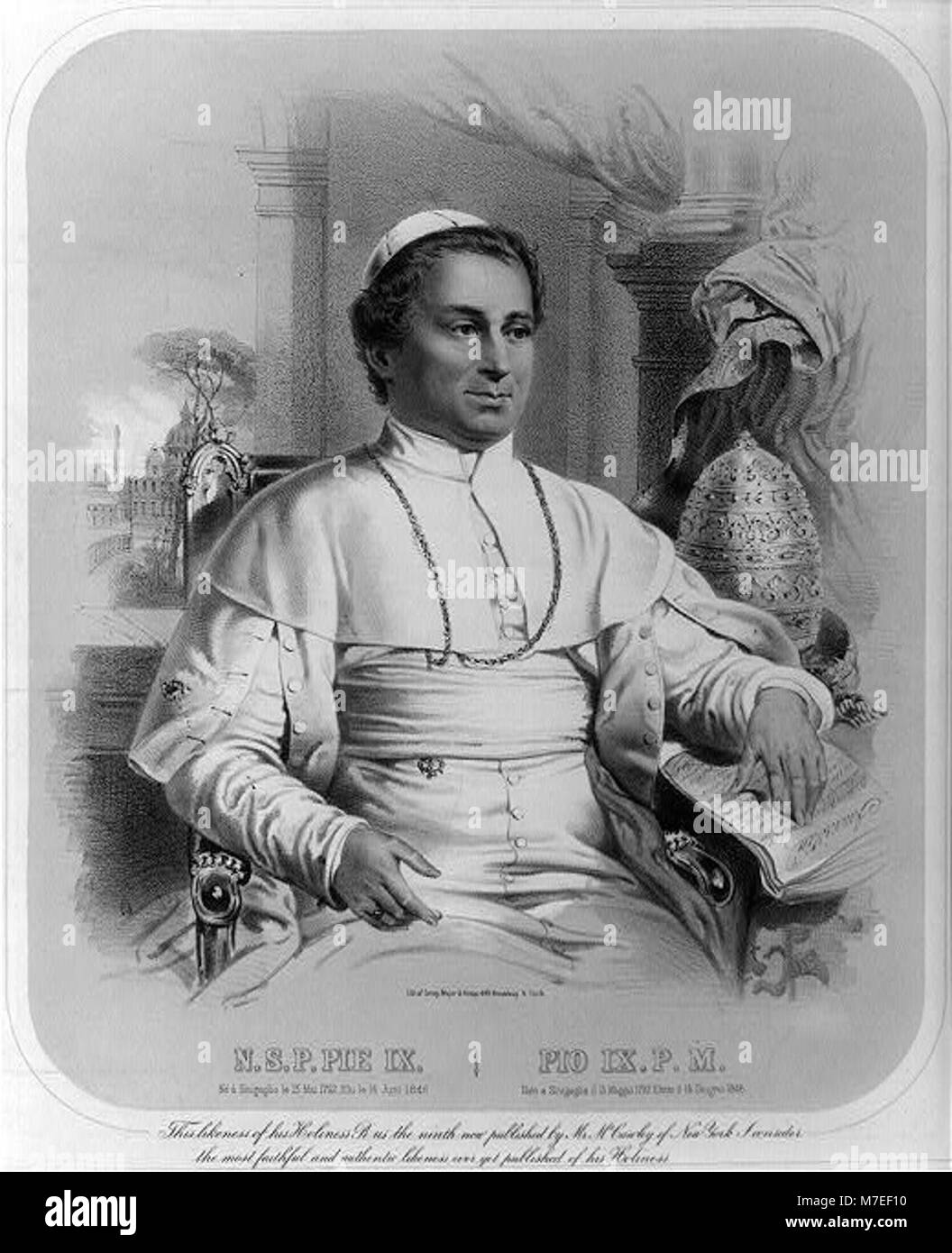The image portrays Pio IX (Pope Pius IX), one of the longest-serving ...