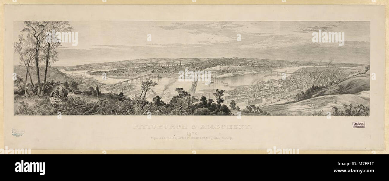A historic image from 1876 depicting Pittsburgh and Allegheny ...