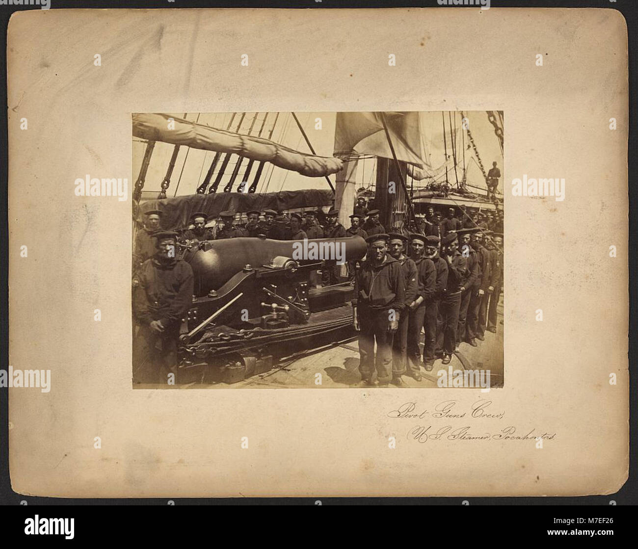 A historical photograph of the pivot gun crew aboard the U.S. Steamer ...