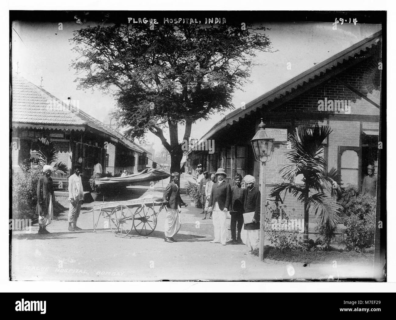 A photograph of the Plague Hospital in Bombay, India, capturing the ...