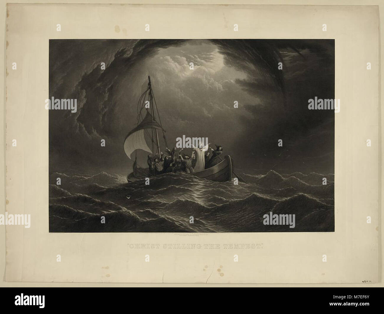 The artwork titled 'Christ Stilling the Tempest,' painted by James ...