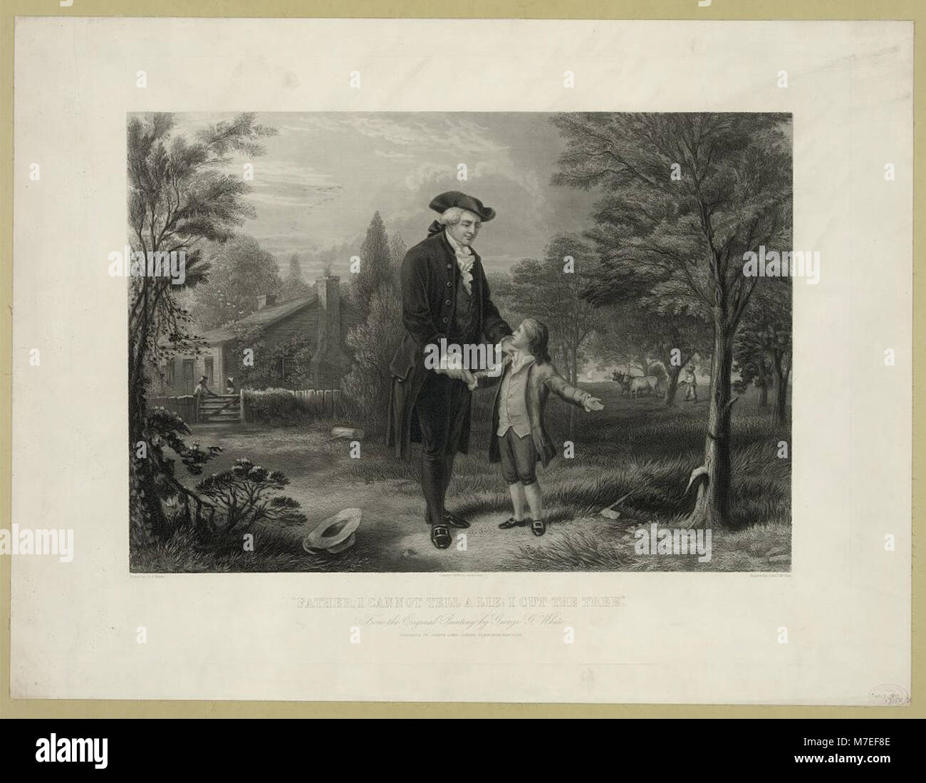 This image, based on the famous story of George Washington's childhood ...