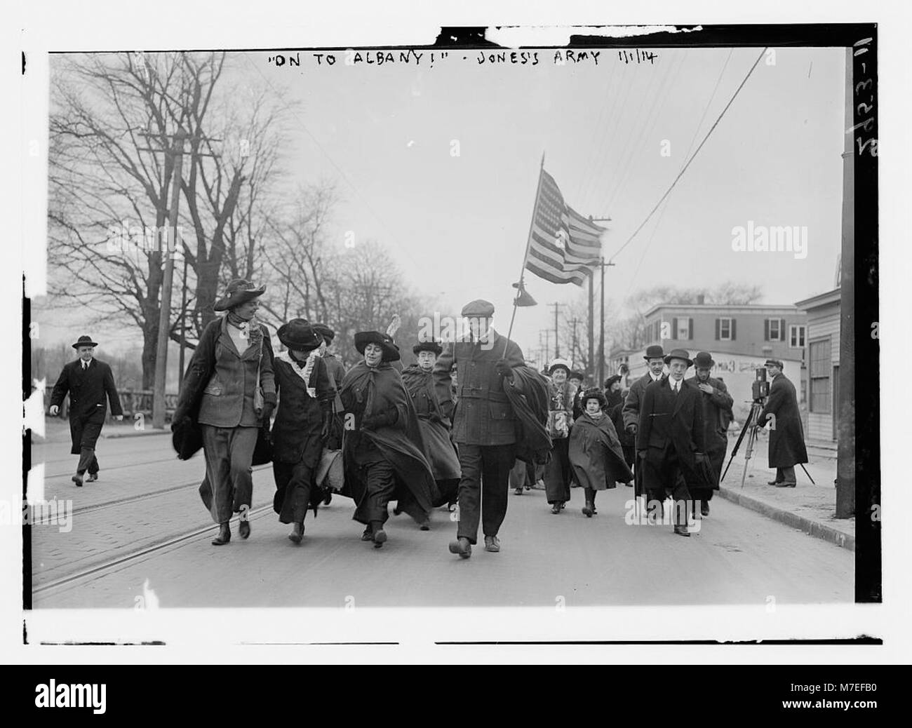 The photograph depicts Jones' Army, advancing 'On to Albany' on January ...