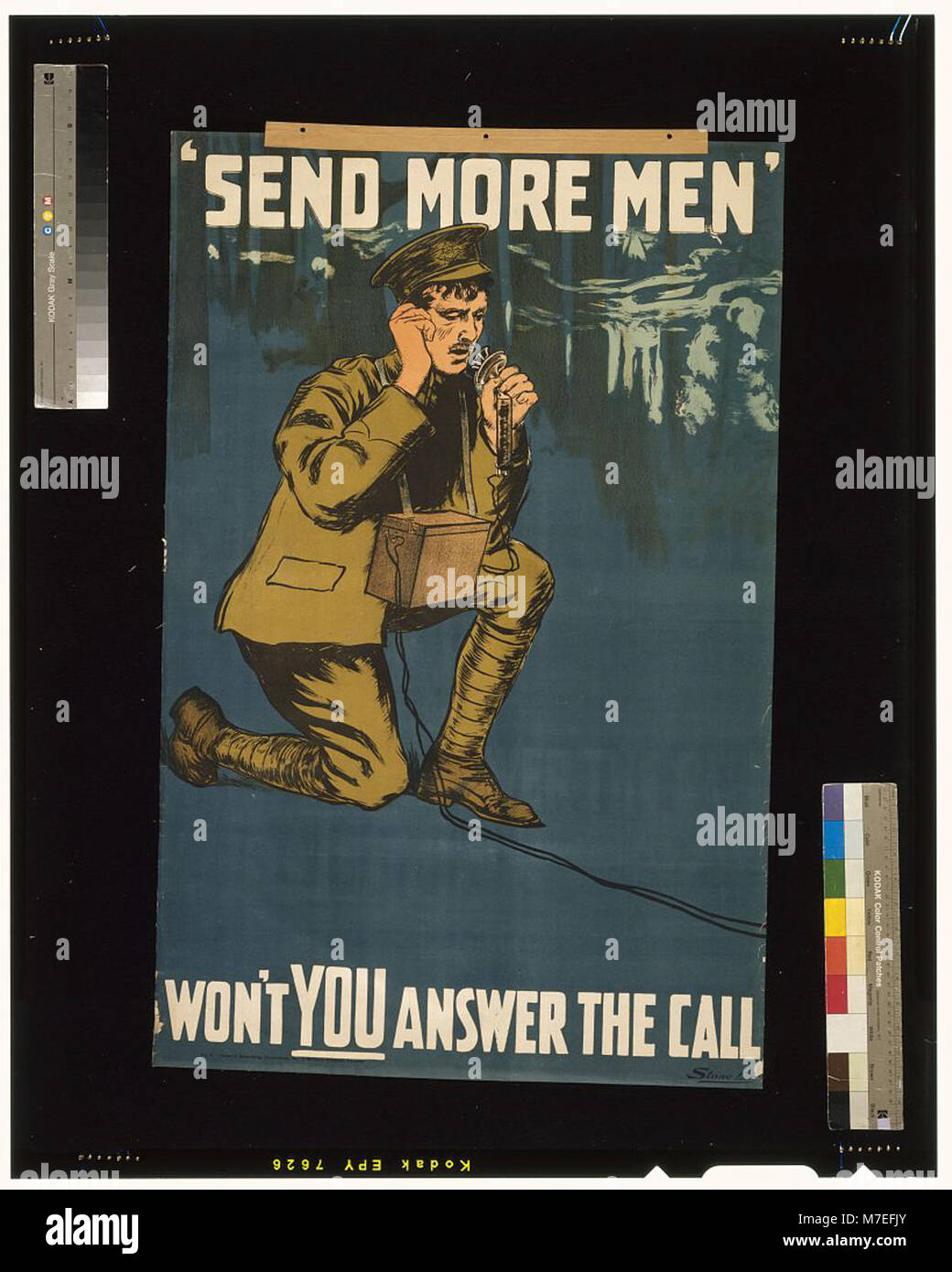 This image is a historical advertisement or poster calling for more men ...