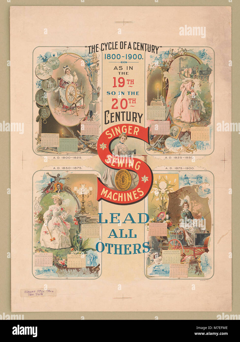 An advertisement from the 1900s promoting Singer sewing machines as the ...