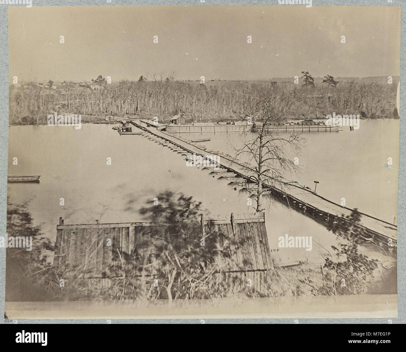This photograph shows a pontoon bridge at Broadway Landing on the ...
