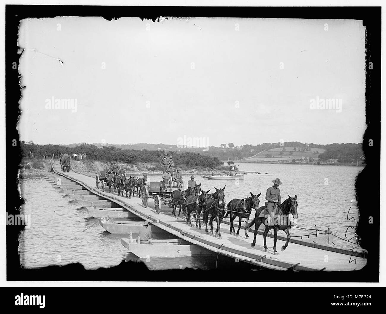 Pontoon bridge built by US Army Engineering unit at Washington Barracks ...