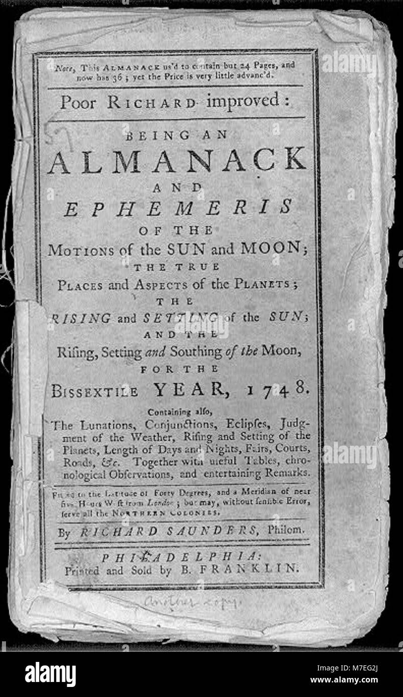 Poor richard's almanac hi-res stock photography and images - Alamy