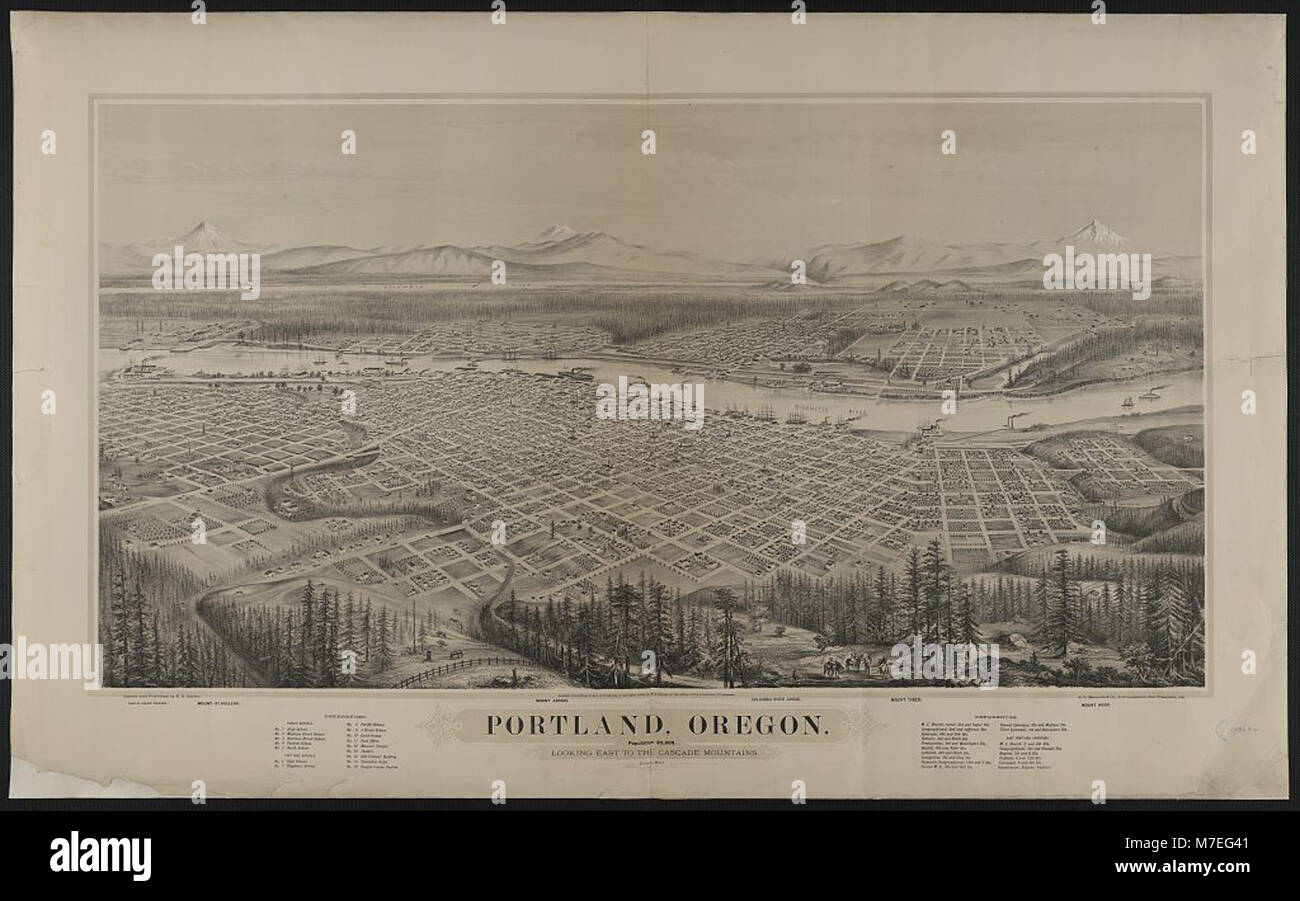 Portland, Oregon, population 22,000, looking east to the Cascade ...