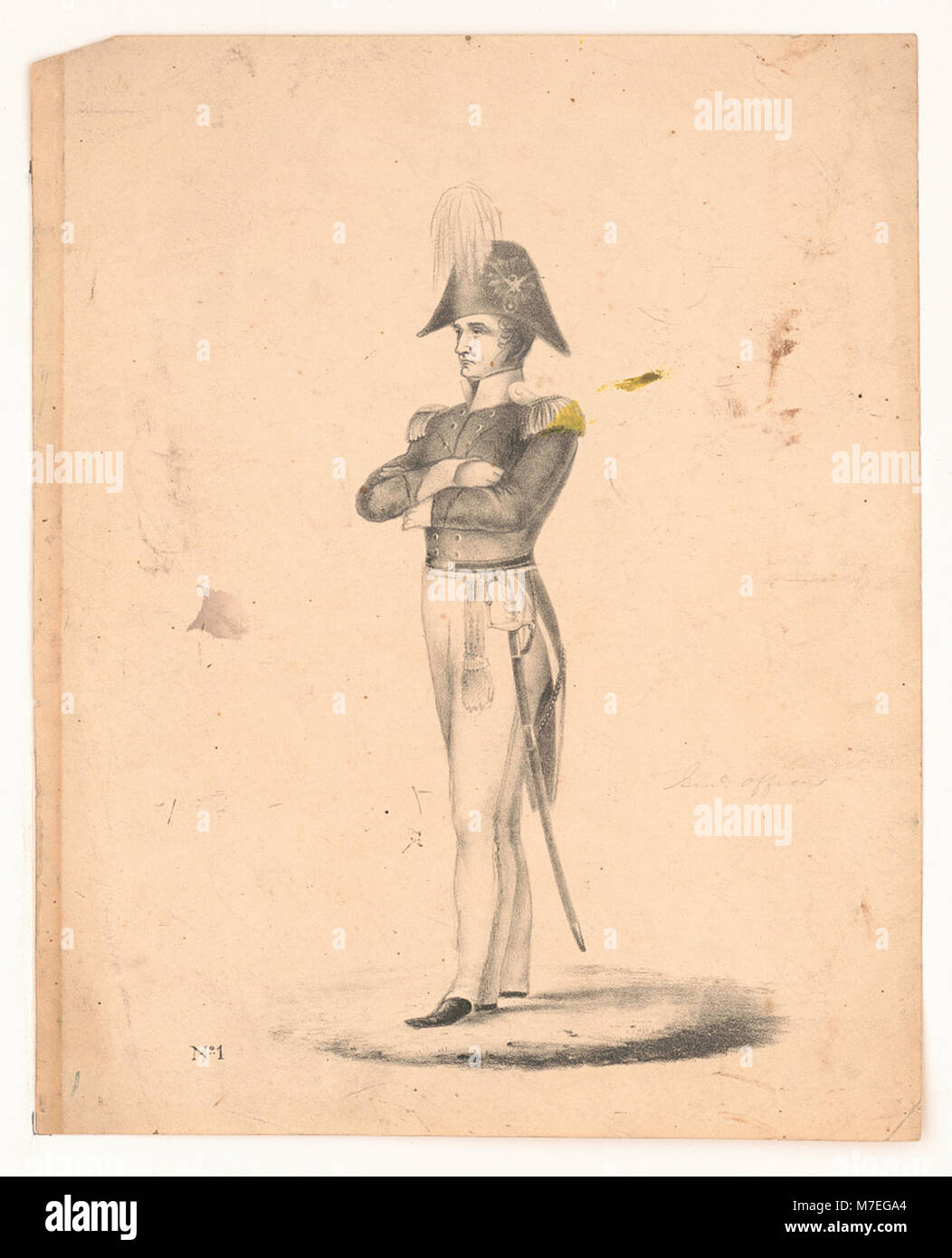 A portrait of an officer in an old uniform, representing military ...