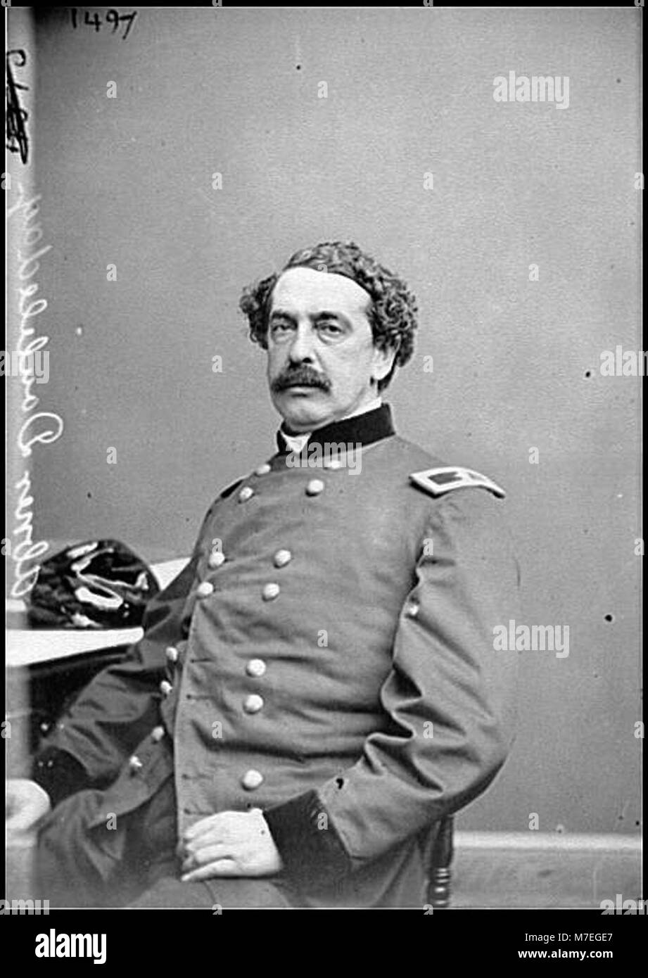 A formal portrait of Brigadier General Abner Doubleday, a prominent ...