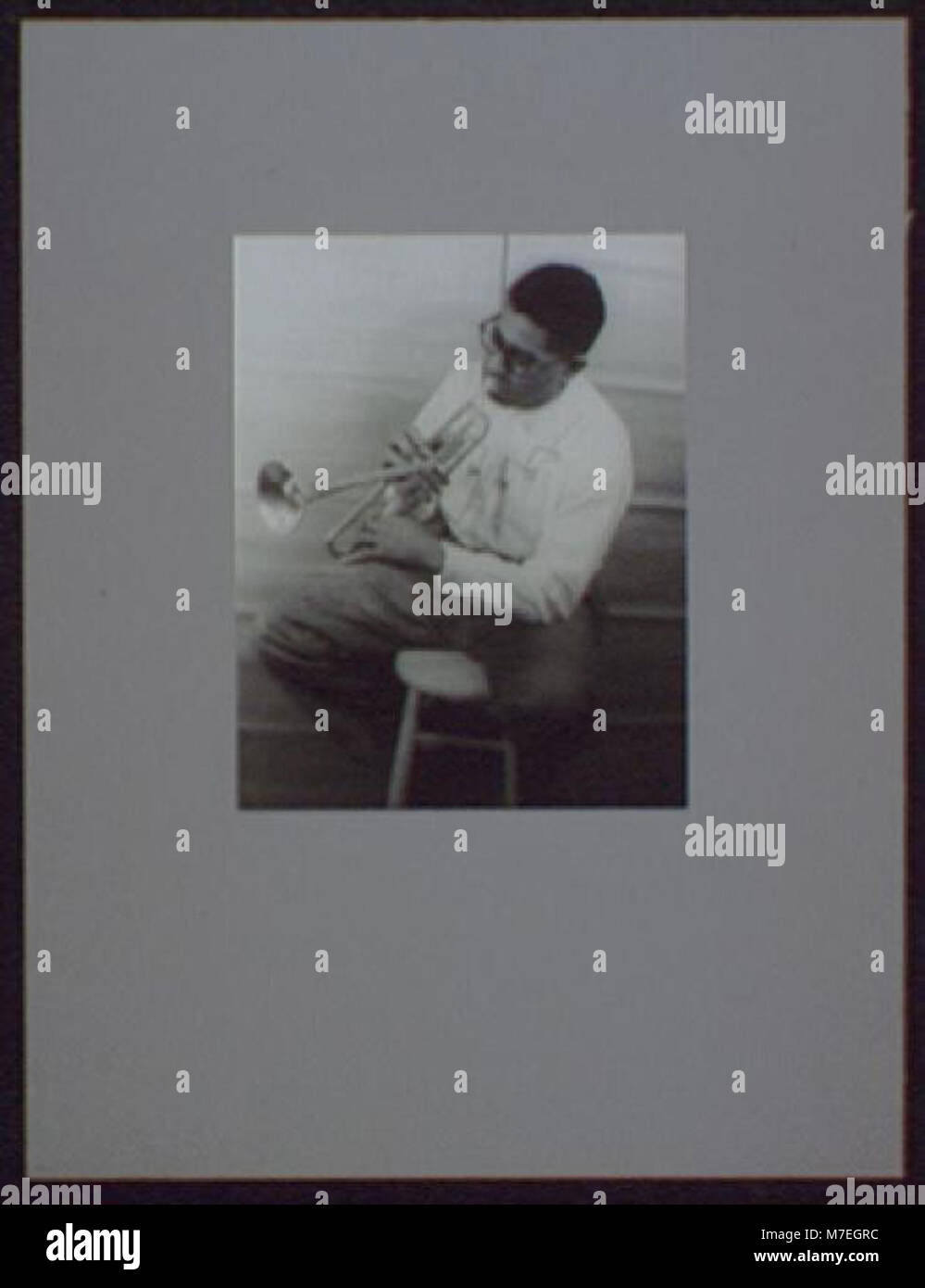 A portrait of Dizzy Gillespie, an iconic American jazz trumpeter and ...