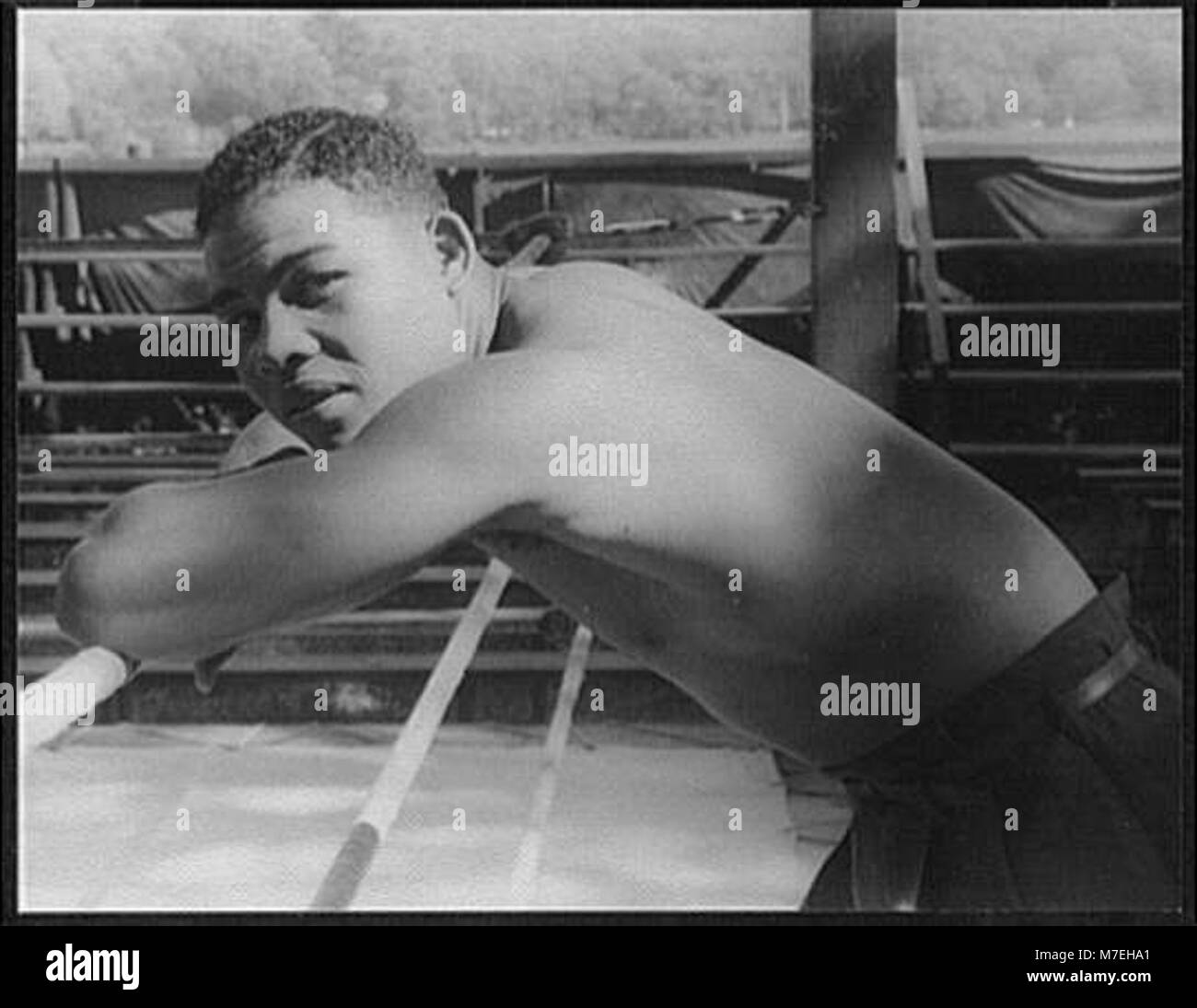 A portrait of the famous American boxer Joe Louis, taken at Greenwood ...