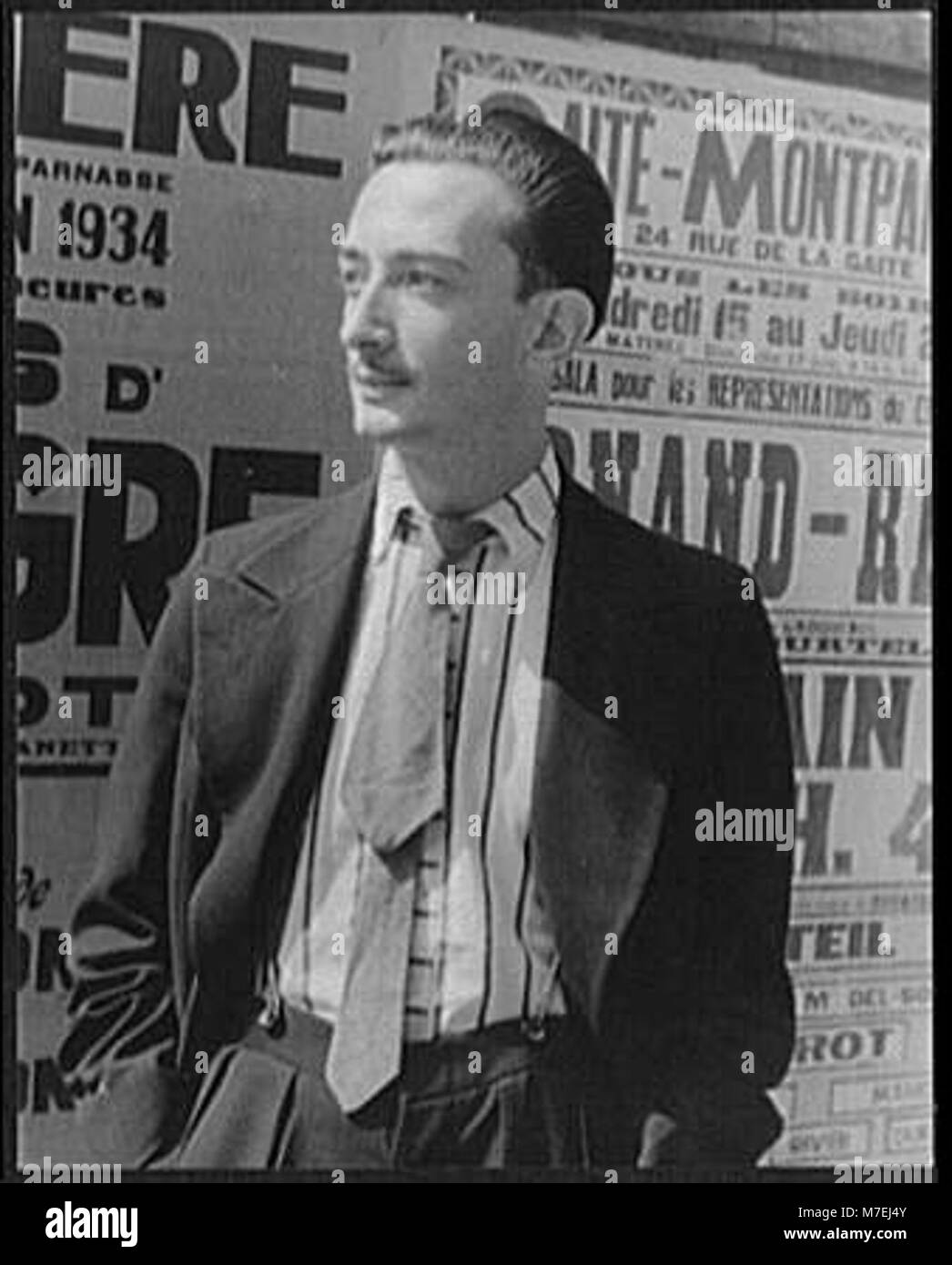 A portrait of the renowned surrealist artist Salvador Dalí, captured in ...