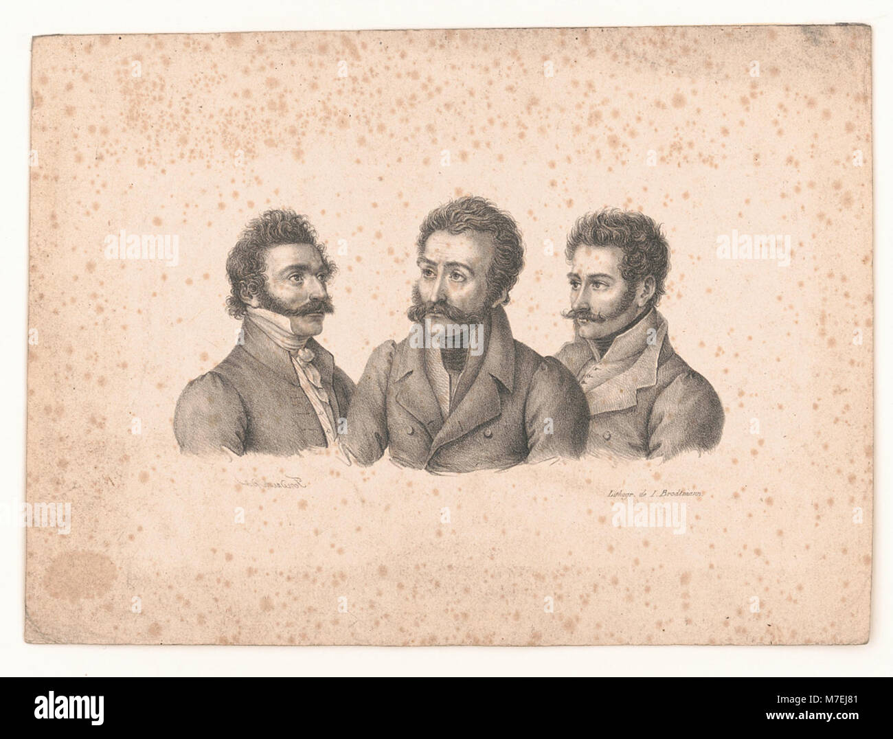 This image features a portrait of three men, likely representing ...