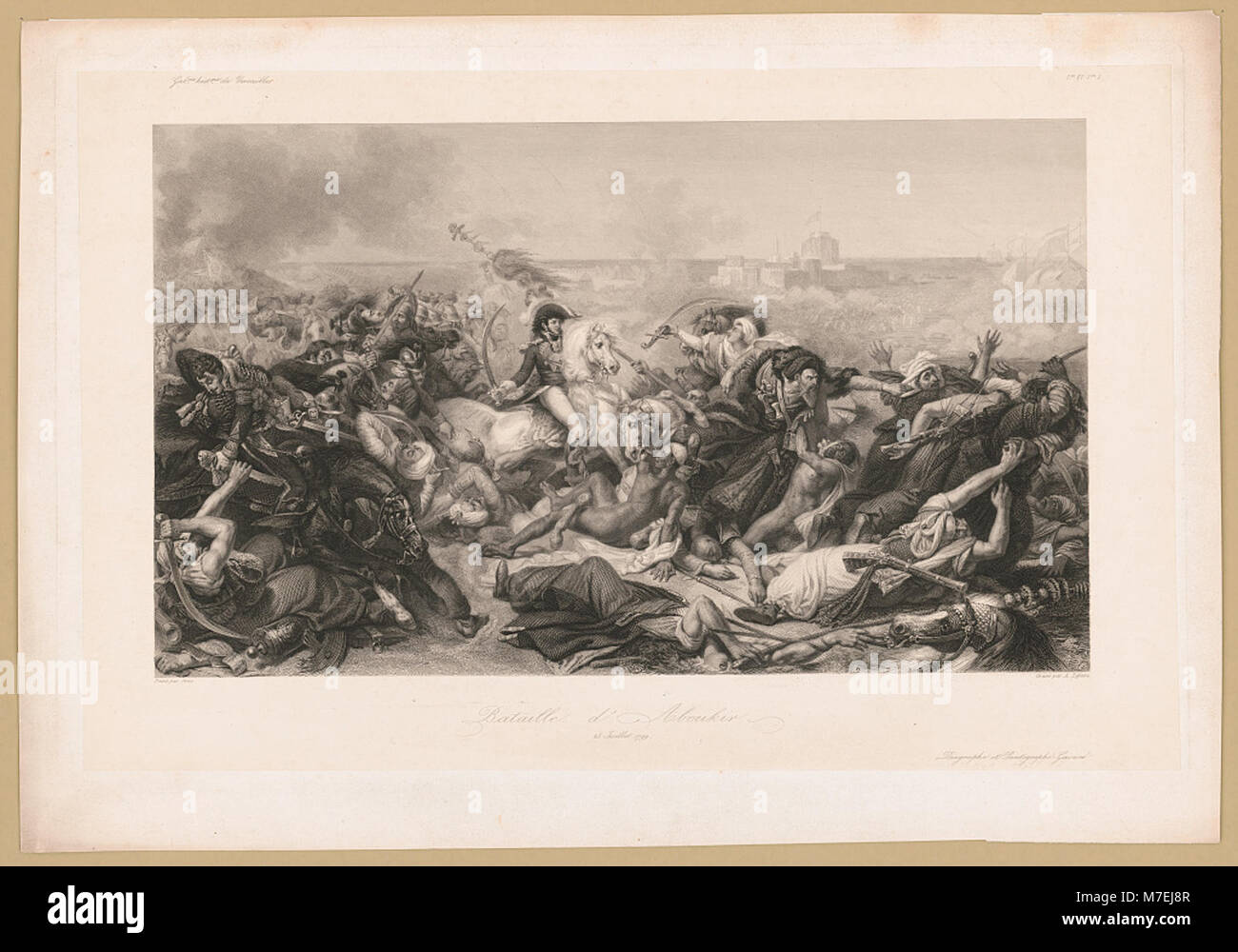 This image depicts the Battle of Aboukir, a significant naval battle ...