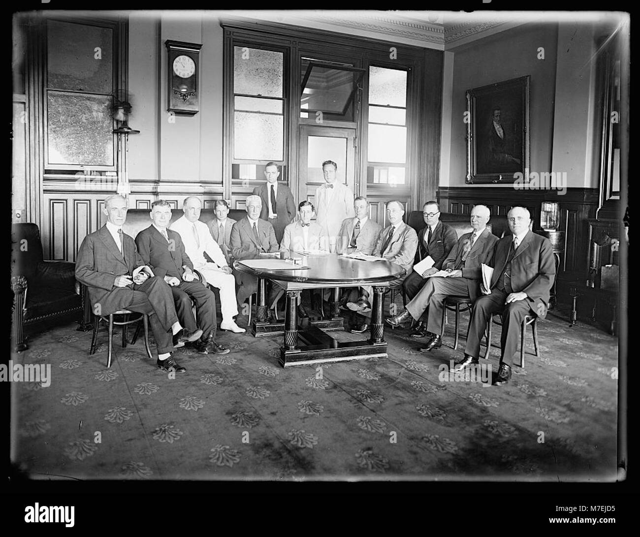 A photograph featuring Postmaster General Hays with the Post Office ...