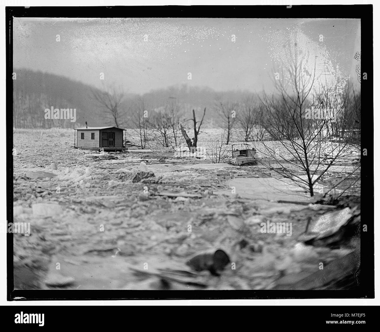 This image captures the Potomac River during a flood and ice event ...