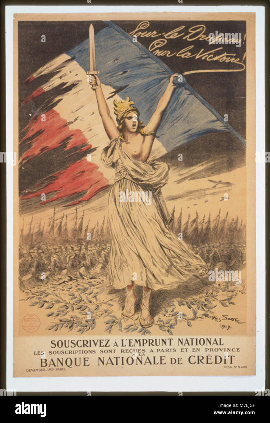 A French wartime poster encouraging citizens to subscribe to the ...