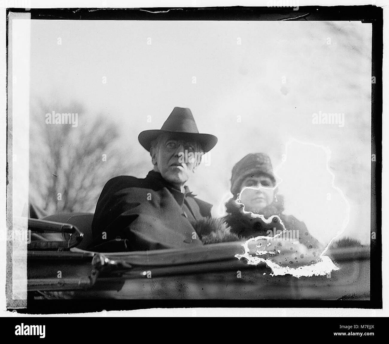 A formal portrait of President Woodrow Wilson and his wife, showing ...