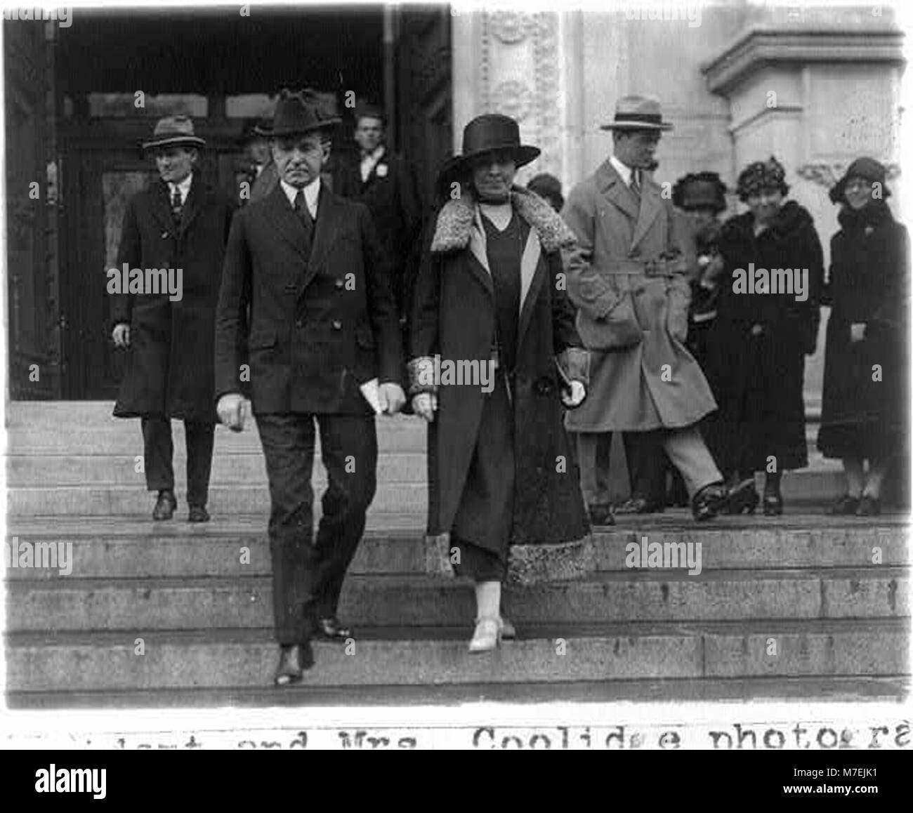 A photograph of President and Mrs. Coolidge leaving the Corcoran ...