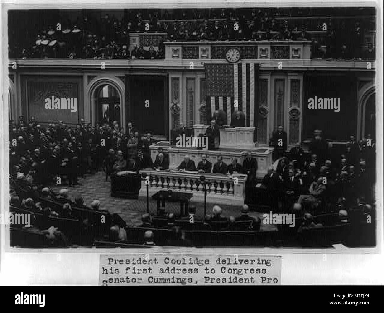 A photograph of President Calvin Coolidge delivering his first address ...