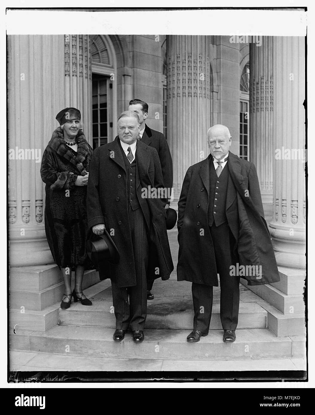 A portrait of President Herbert Hoover, capturing his likeness during ...
