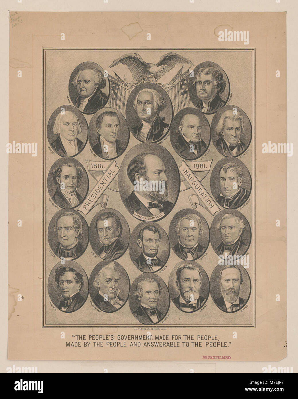 A lithograph showing the U.S. presidential inauguration in 1881 ...