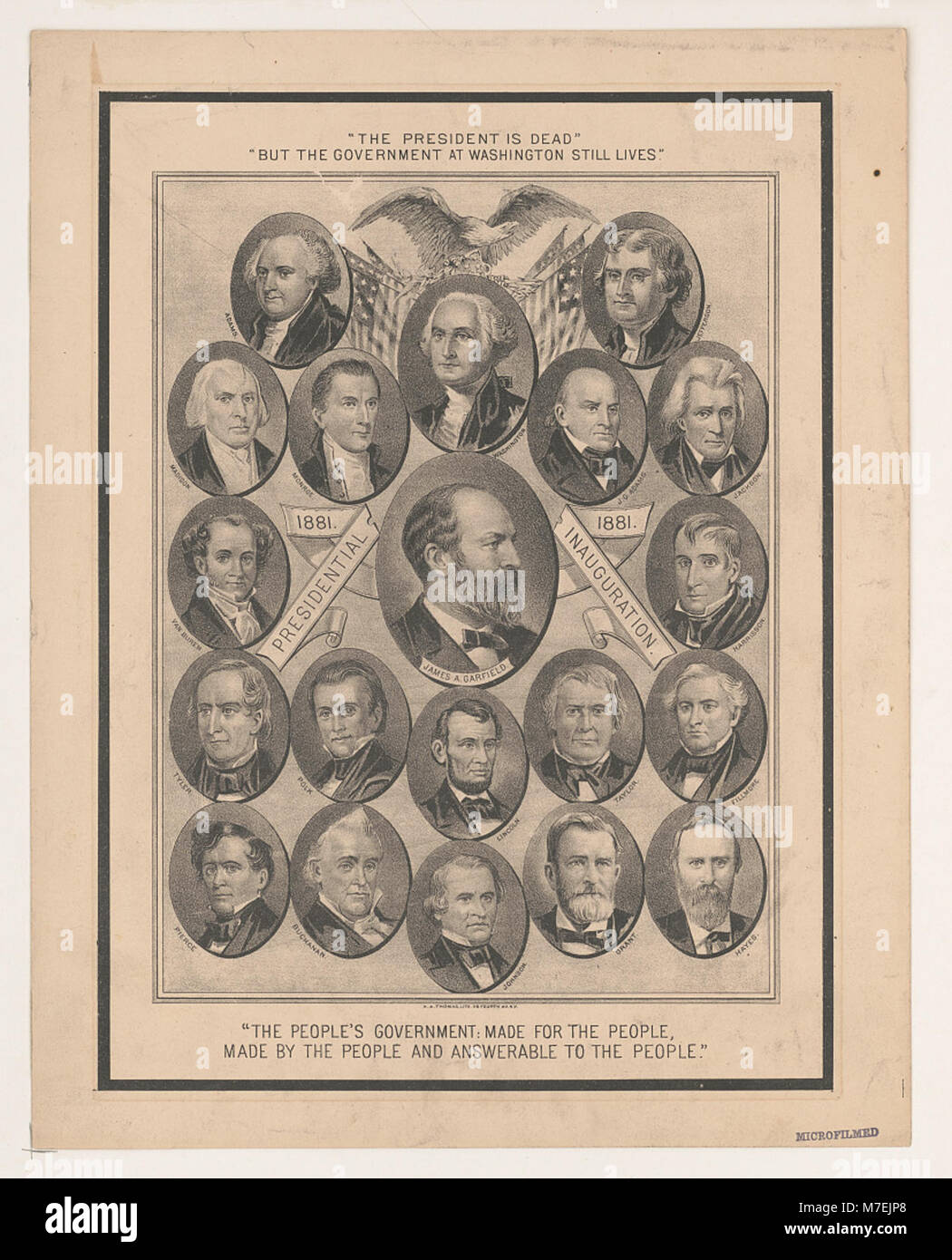 A lithograph depicting the U.S. Presidential inauguration in 1881 ...