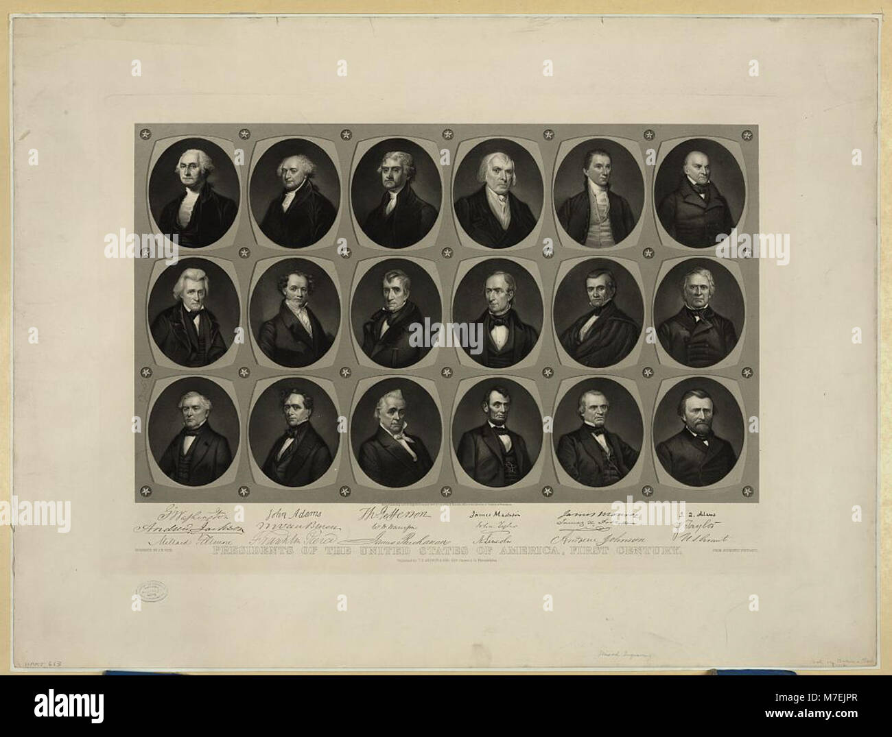 A historical image depicting the first century of U.S. presidents ...