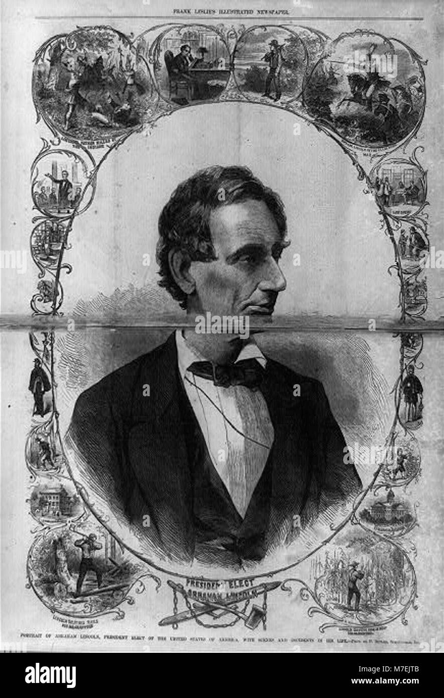 A historical portrait of Abraham Lincoln, elected president of the ...